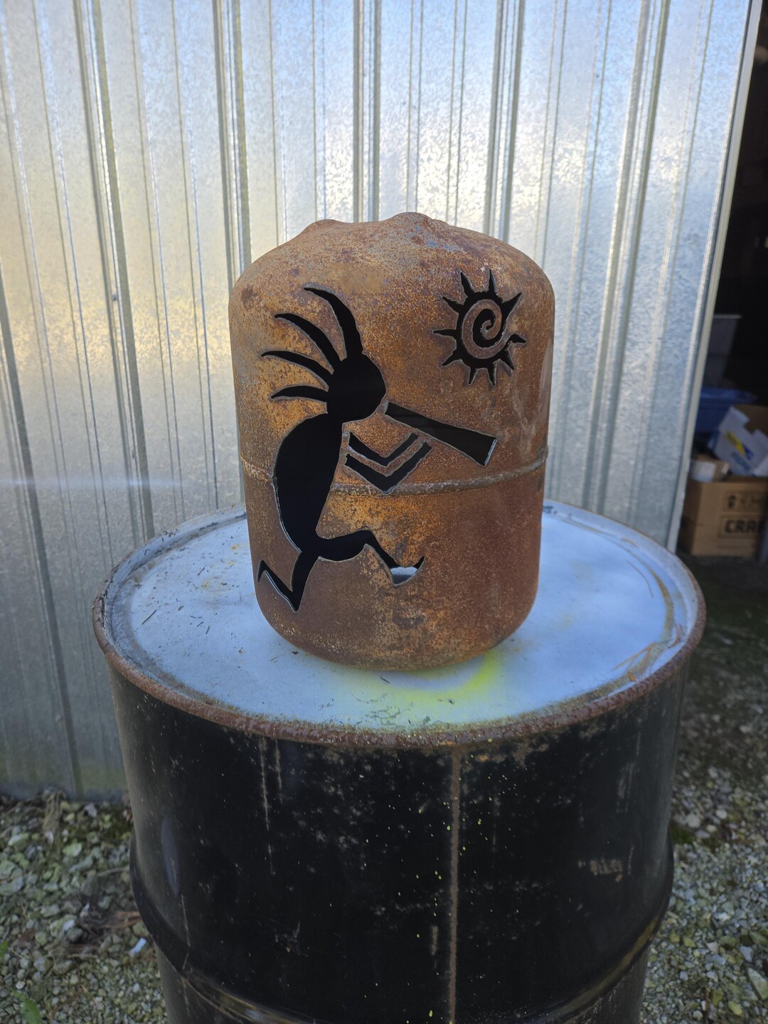 Kokopelli, Yard Art. Gas Can, Propane Tank, Freon Tank. Recycled Scrap ...