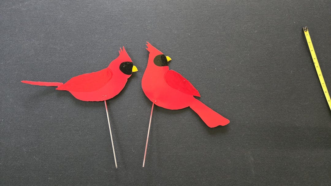 Metal Cardinal Garden Stakes: Plasma Cut Lawn Art, Pair - Etsy