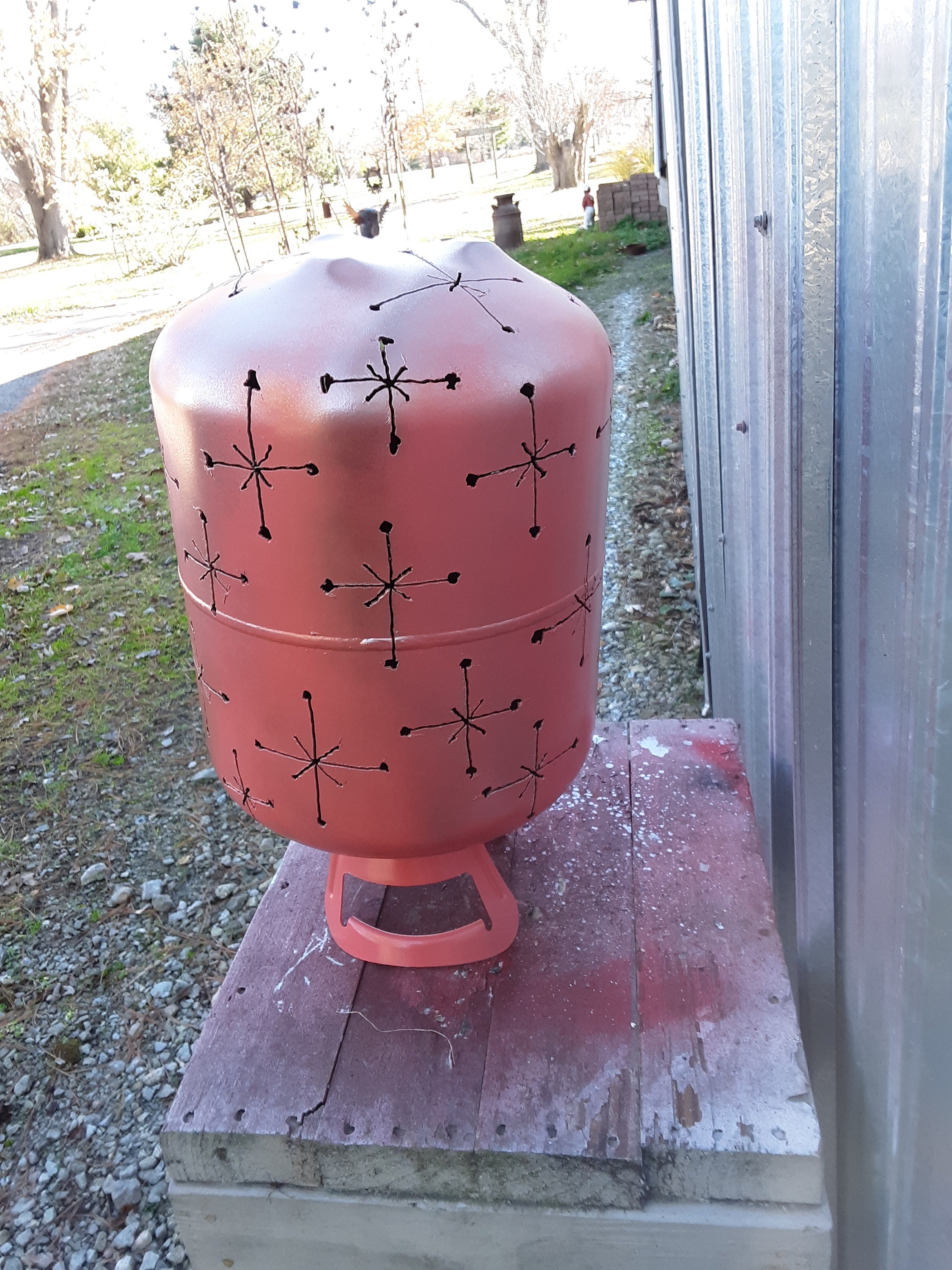 Mid Century Atomic Starburst Lantern, Repurposed Freon Tank, Handmade ...