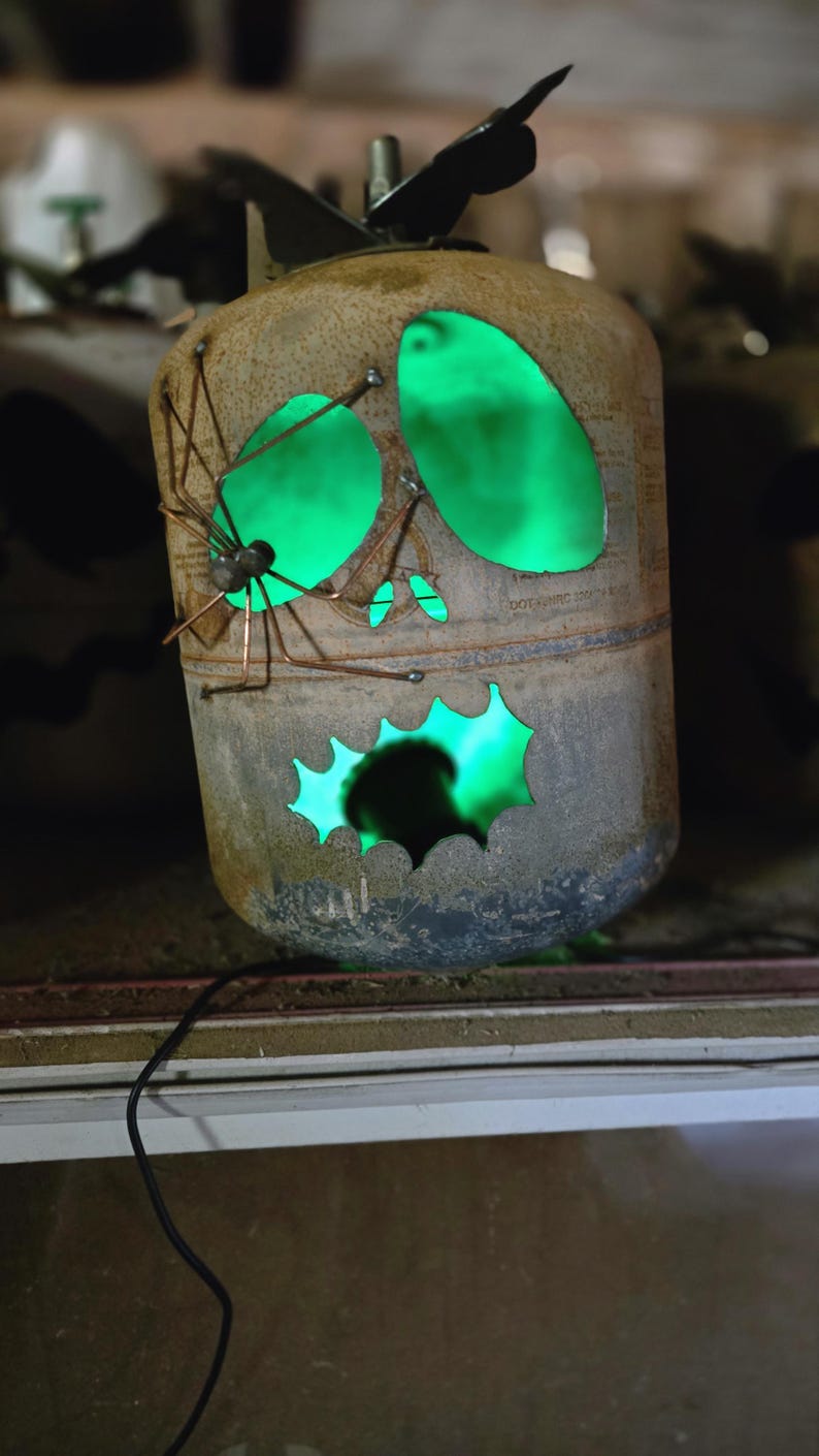 Spider Eye Jack O' Lantern, Repurposed Freon Tank, Halloween Lawn Art ...