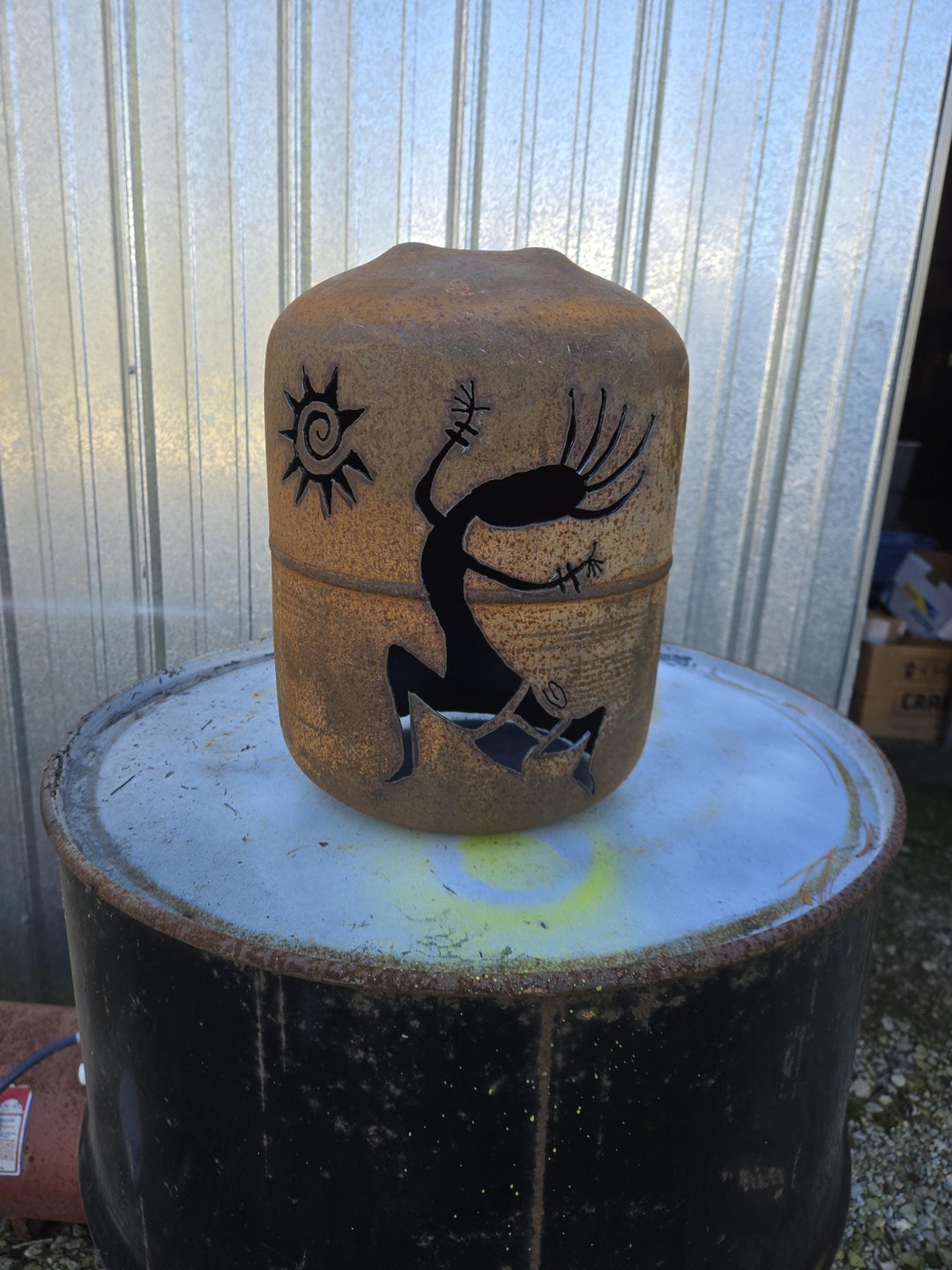 Kokopelli, Yard Art. Gas Can, Propane Tank, Freon Tank. Recycled Scrap ...