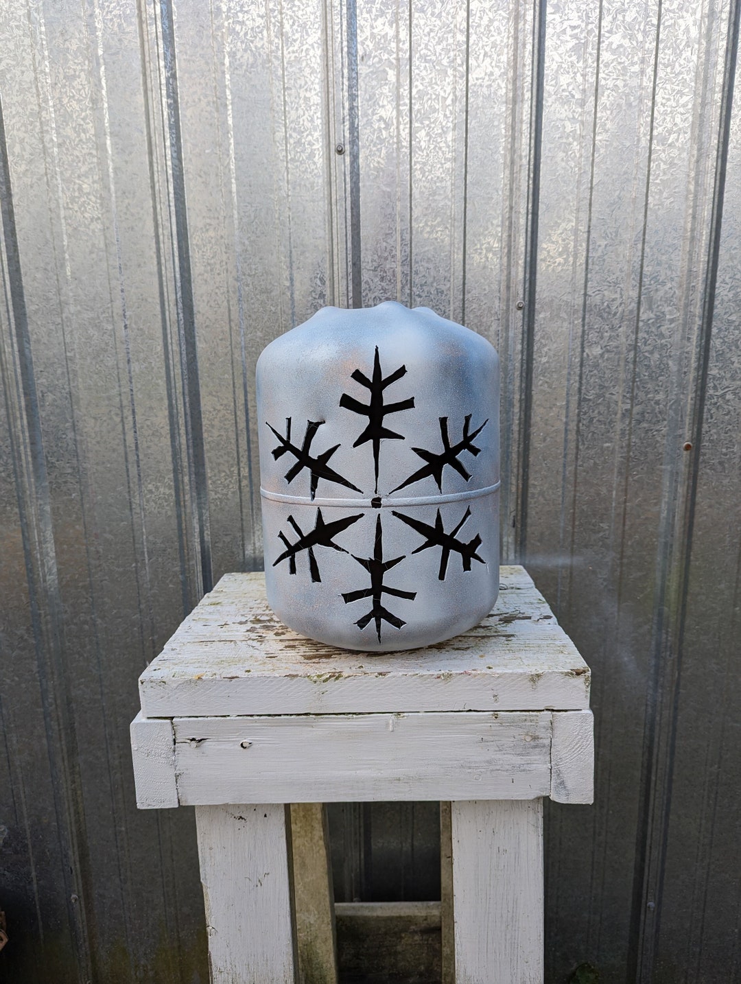 Unique Christmas Lantern Vintage Snowflake Tank Repurposed - Etsy