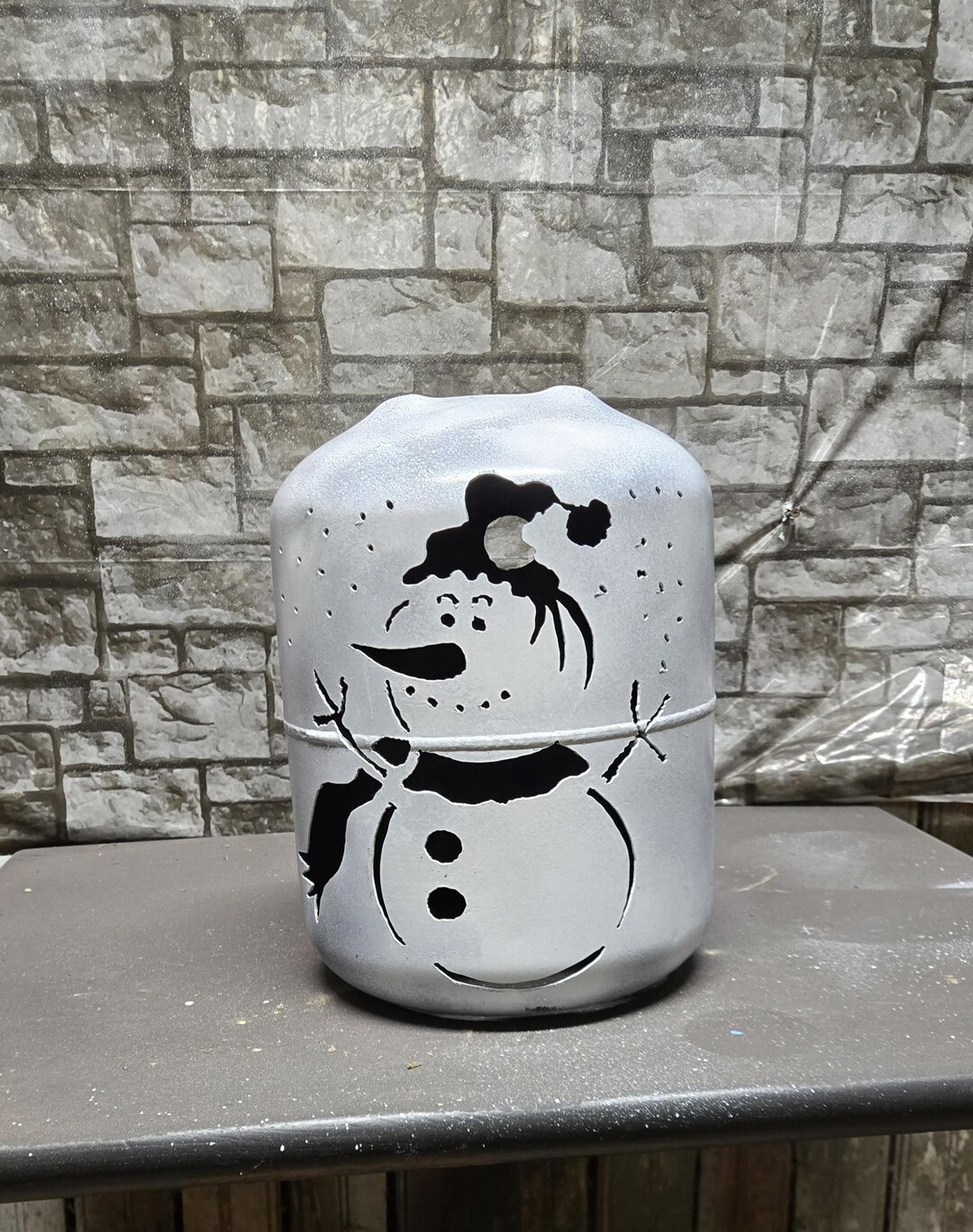 Unique Christmas Lantern, Vintage Snowman Tank, Repurposed Tanks, Metal ...