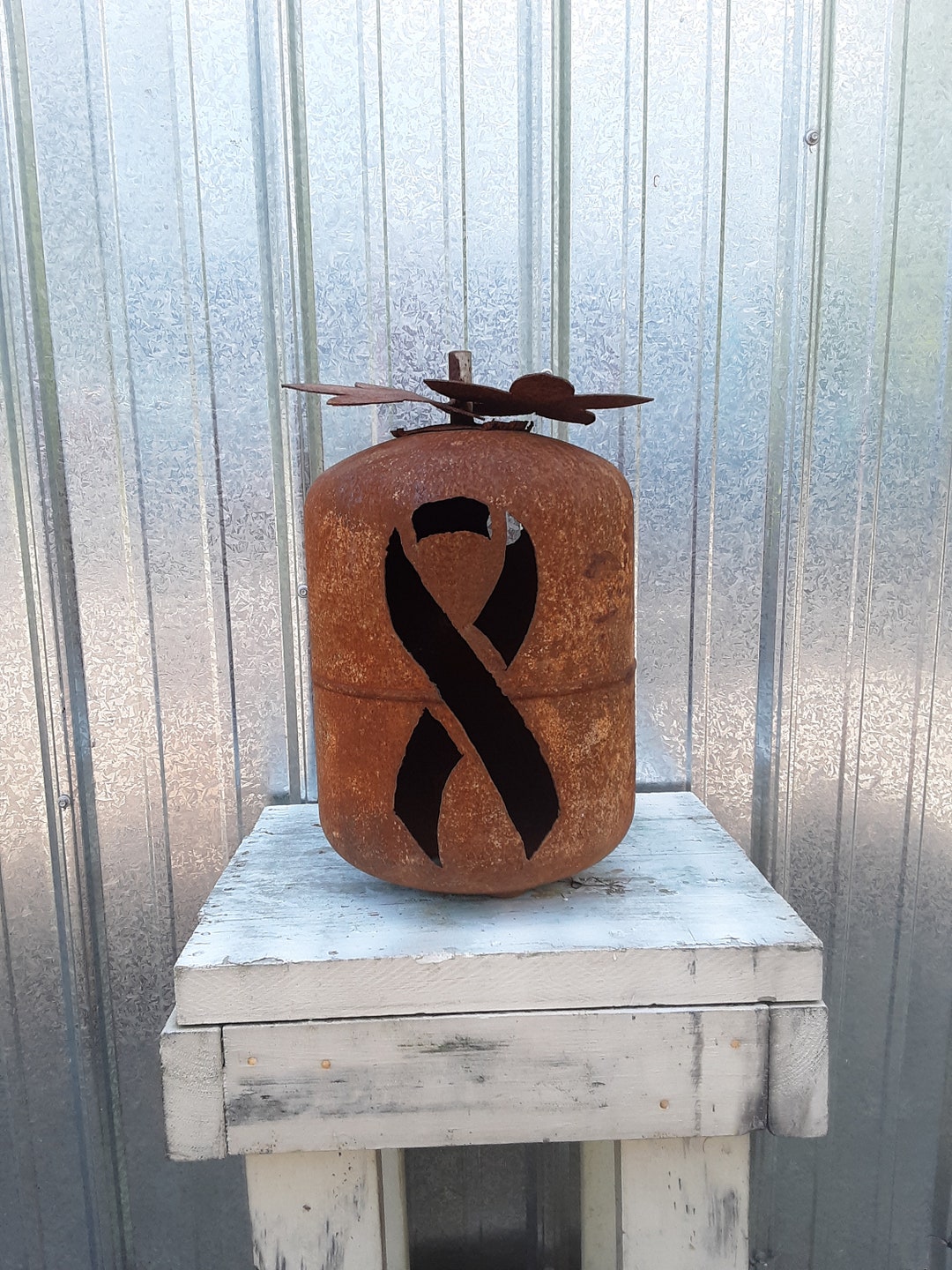 Repurposed Metal Cancer Awareness Ribbon Pumpkin, Lawn Art Decor - Etsy
