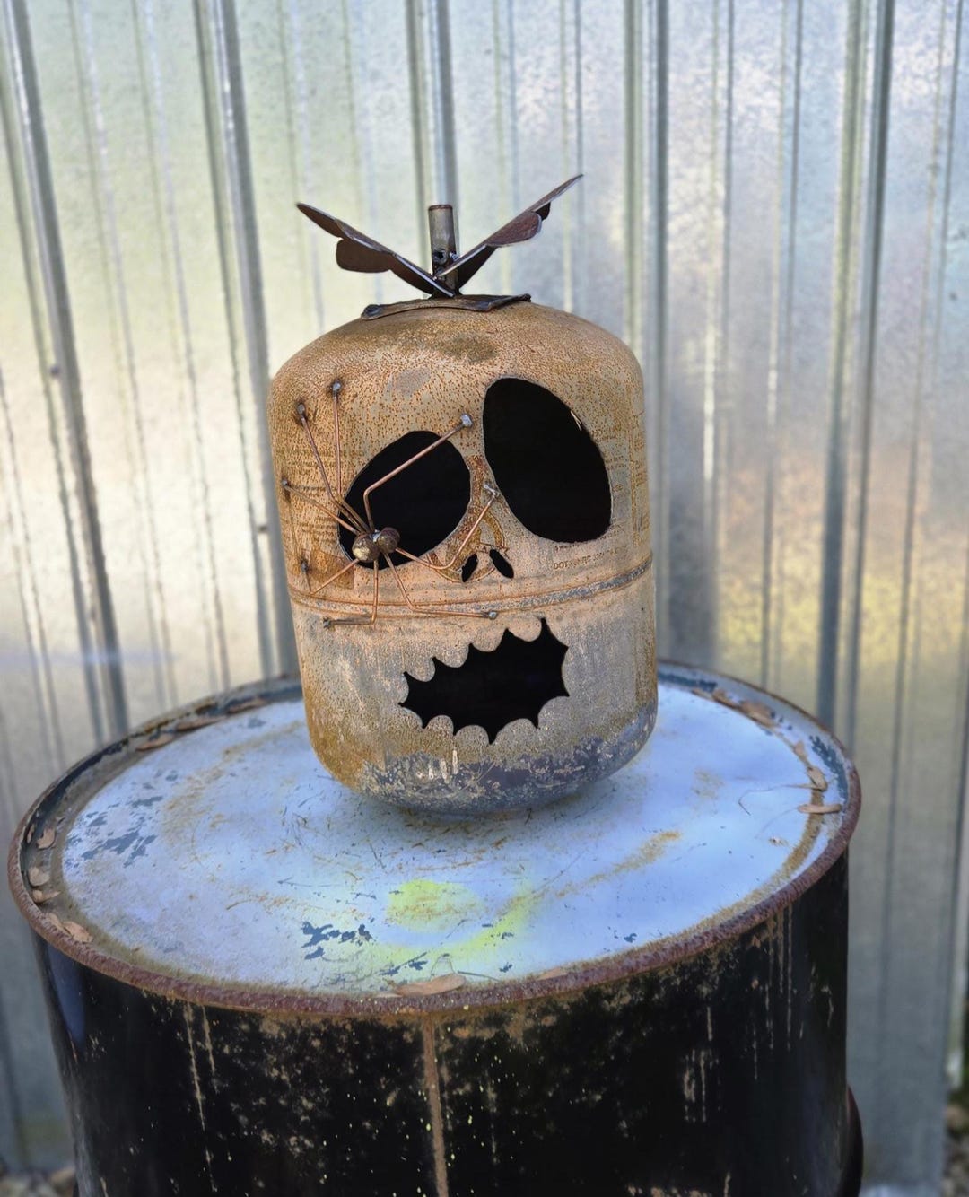Spider Eye Jack O' Lantern, Repurposed Freon Tank, Halloween Lawn Art ...