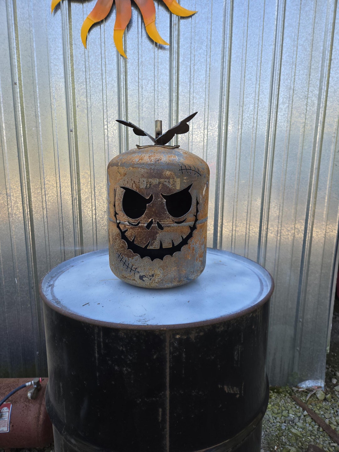 Villian the Halloween Pumpkin, Jack O Lanterns, Farmhouse, Metal Lawn ...