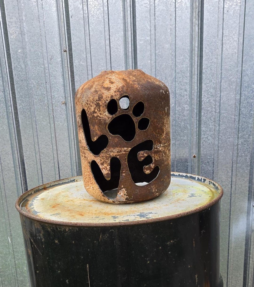 Love Tank, Yard Art. Gas Can, Propane Tank, Freon Tank. Recycled Scrap ...