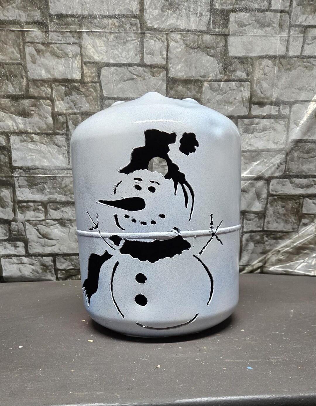 Unique Christmas Lantern, Vintage Snowman Tank, Repurposed Tanks, Metal ...