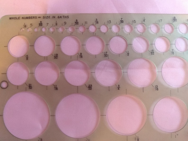 Rapidesign No 40 Circle Template. Whole Numbers Size in 64ths. Pencil ...