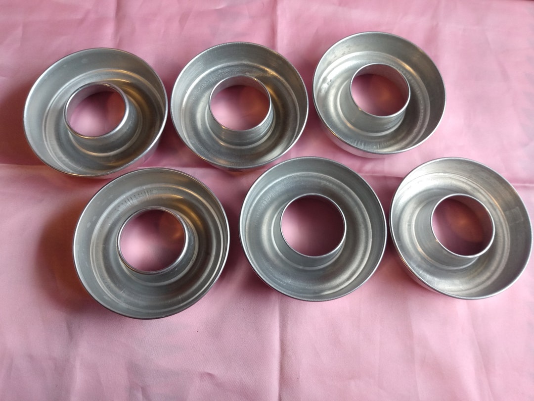 6 Ring Aluminum Molds, Tiny Cakes, Jello Molds. Mini Punch Ring Molds ...