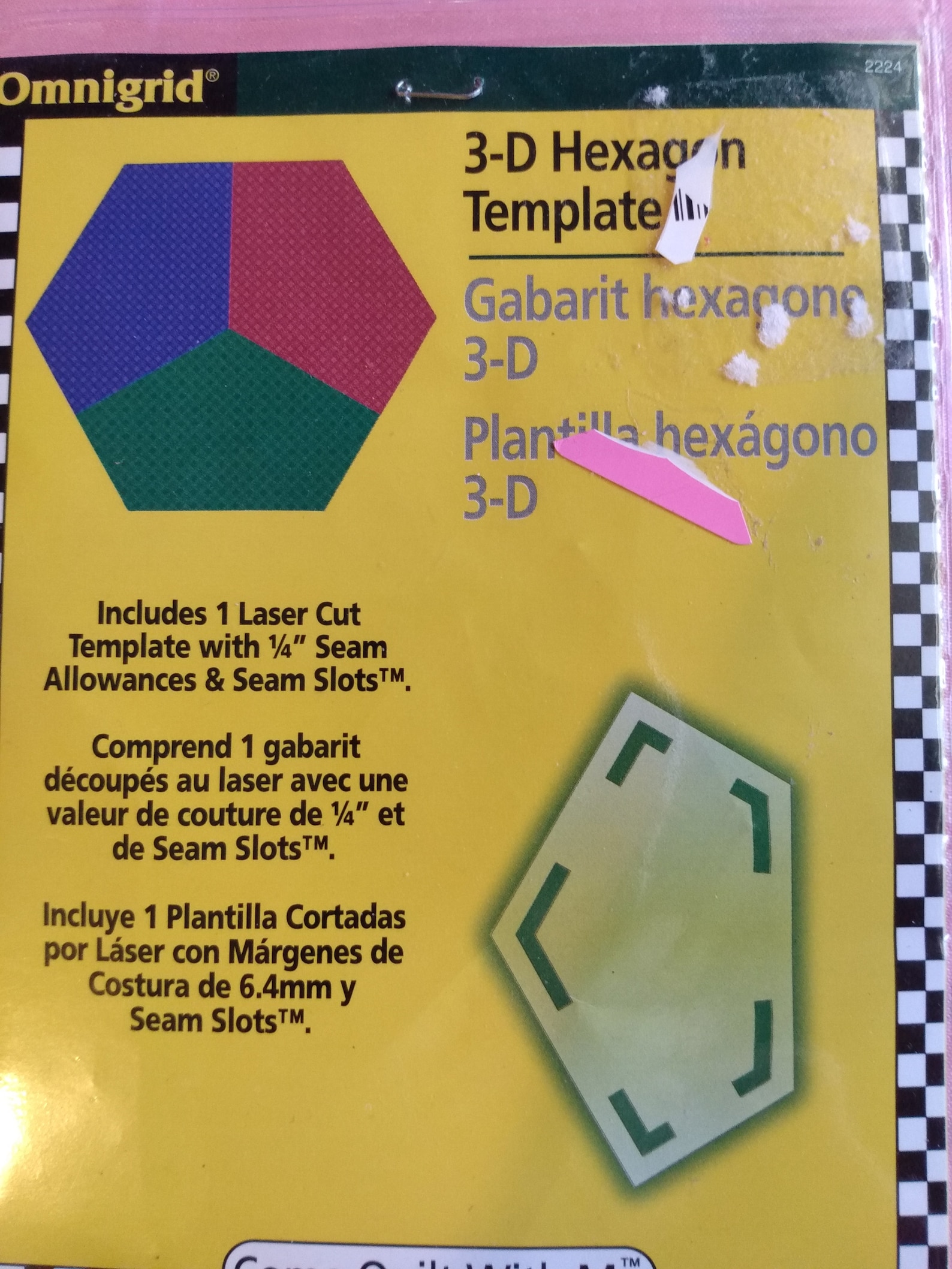Omnigrid 3-D Hexagon Template. 1 Laser Cut Template With .25 Seam ...