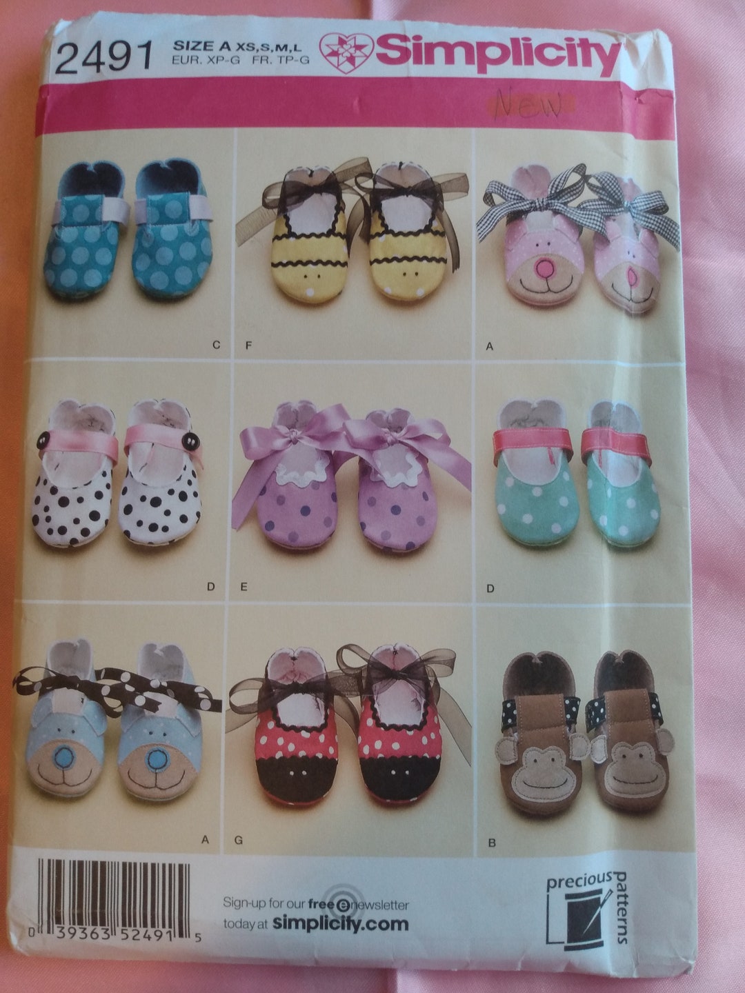 Simplicity 2491. 9 Baby Shoes. Monkey. Puppy. Polka Dots. Sewing ...