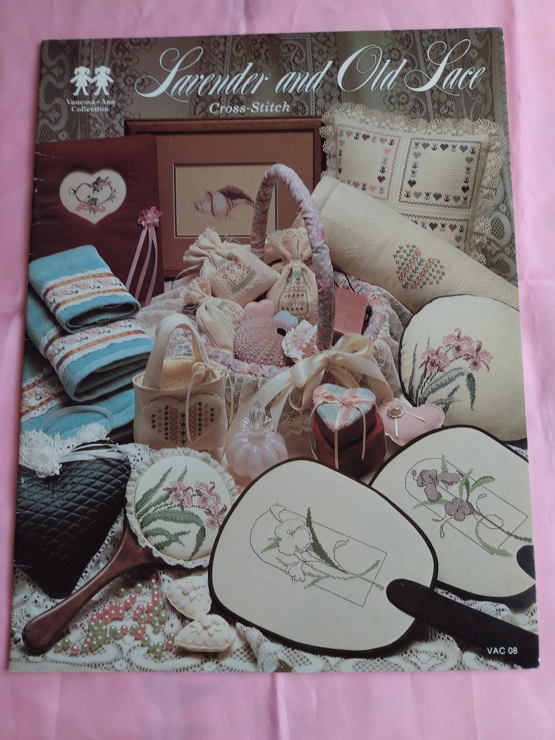 Lavender and Old Lace Cross Stitch Patterns. Pillow, Book Cover, Fan ...