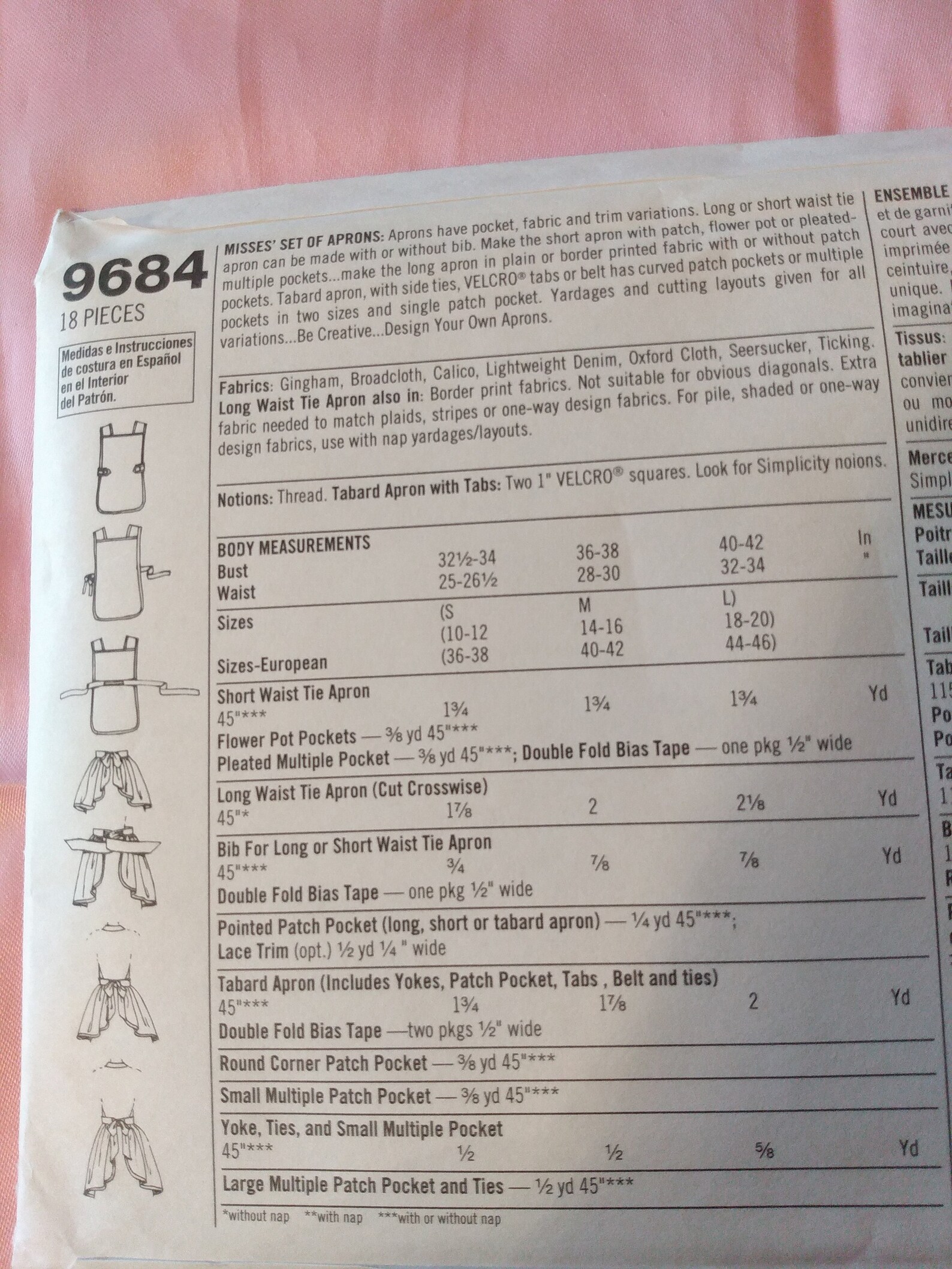 Design Your Own Aprons. Full or Half Apron Pattern. Simplicity 9684 ...