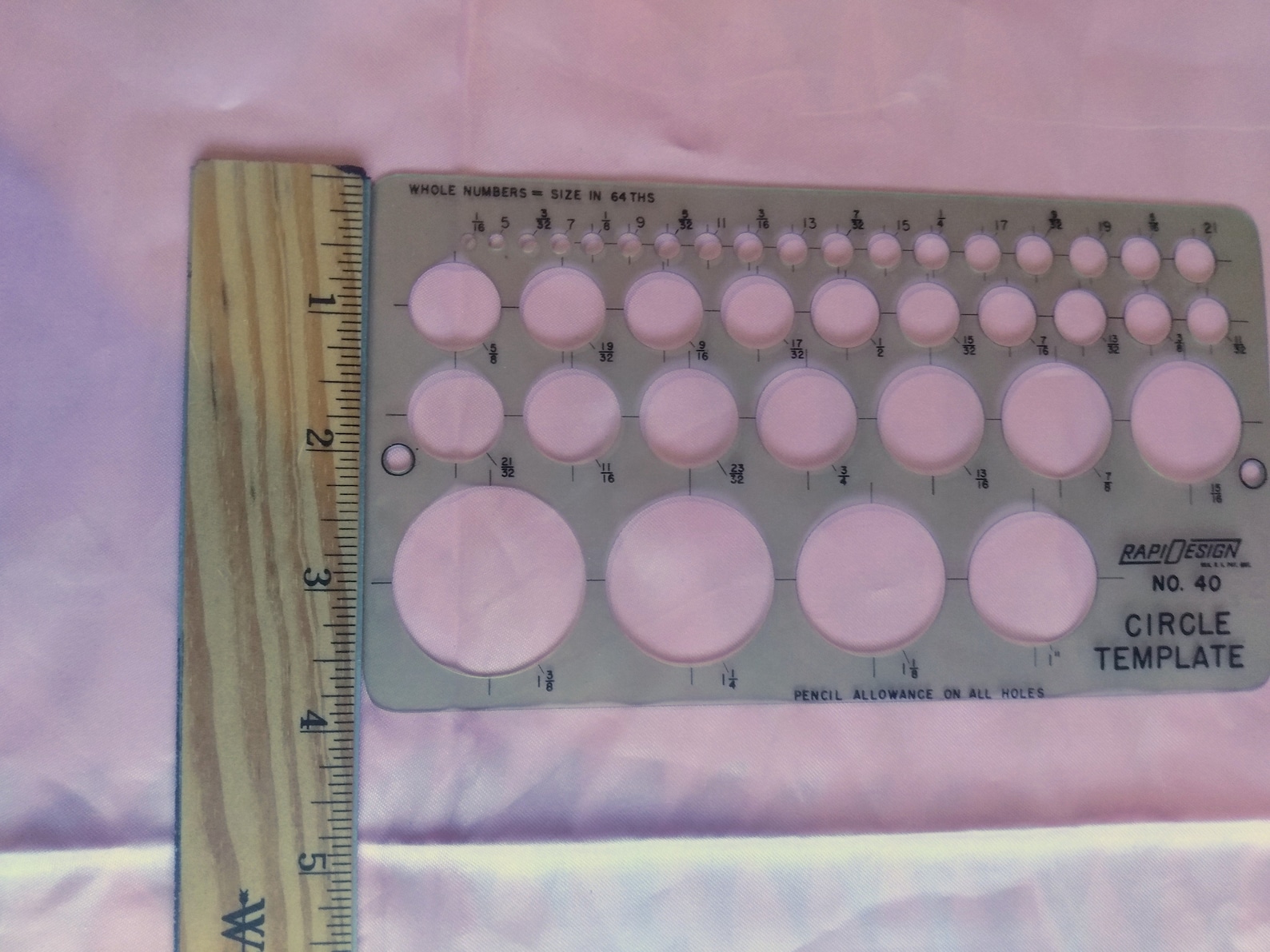 Rapidesign No 40 Circle Template. Whole Numbers Size in 64ths. Pencil ...