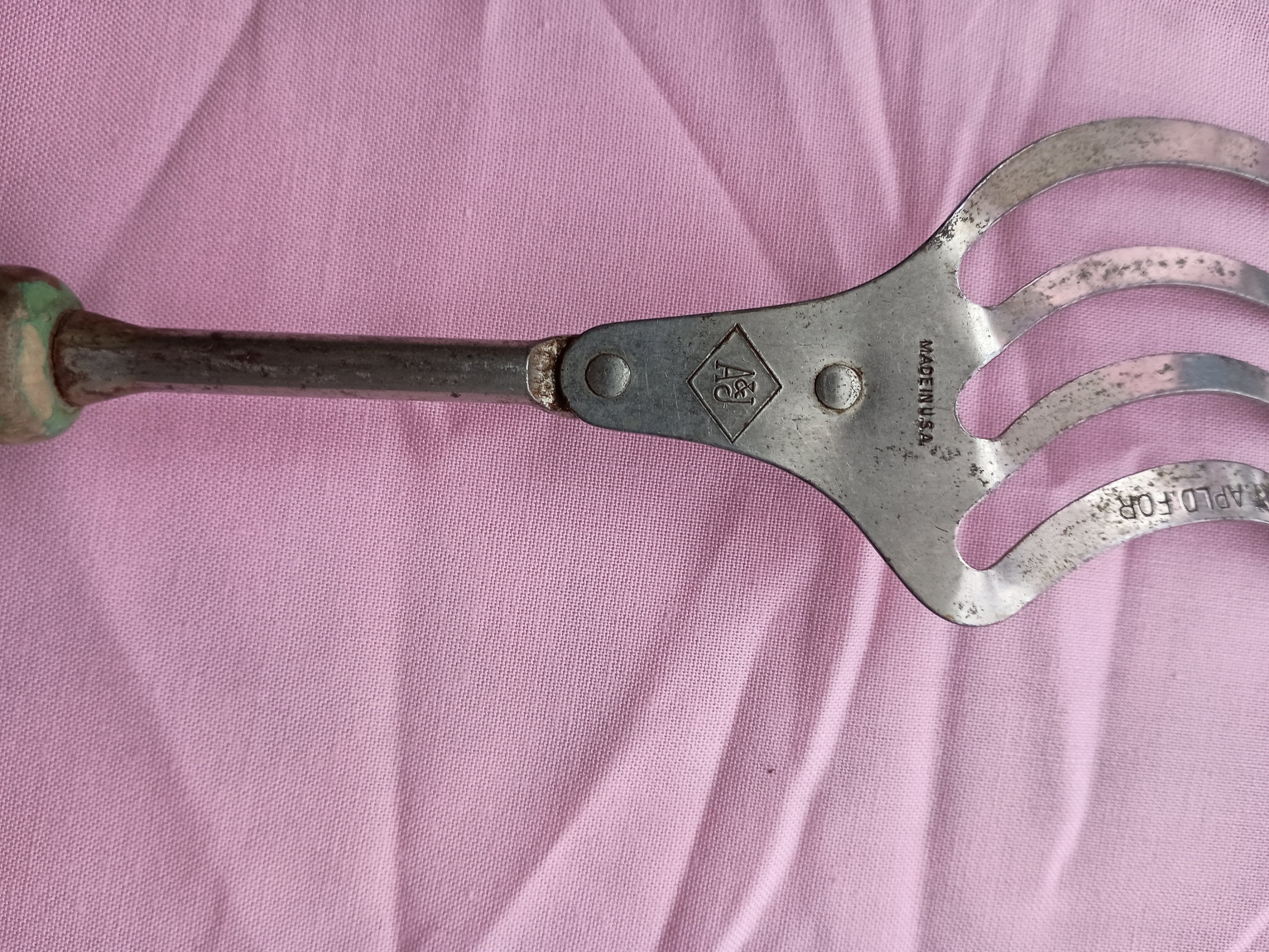 Vintage A & J Stainless Steel Slotted Fish Turner Spatula. Wood Handle ...