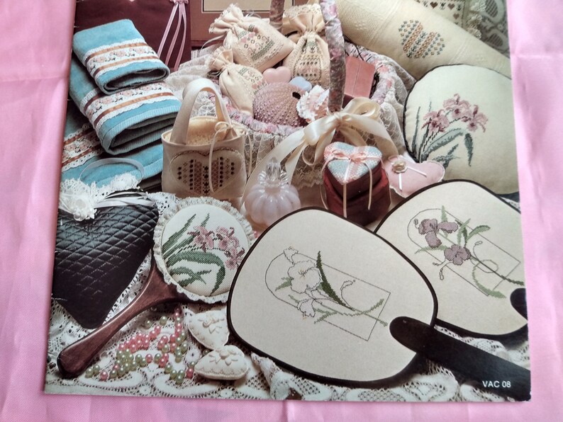 Lavender and Old Lace Cross Stitch Patterns. Pillow, Book Cover, Fan ...