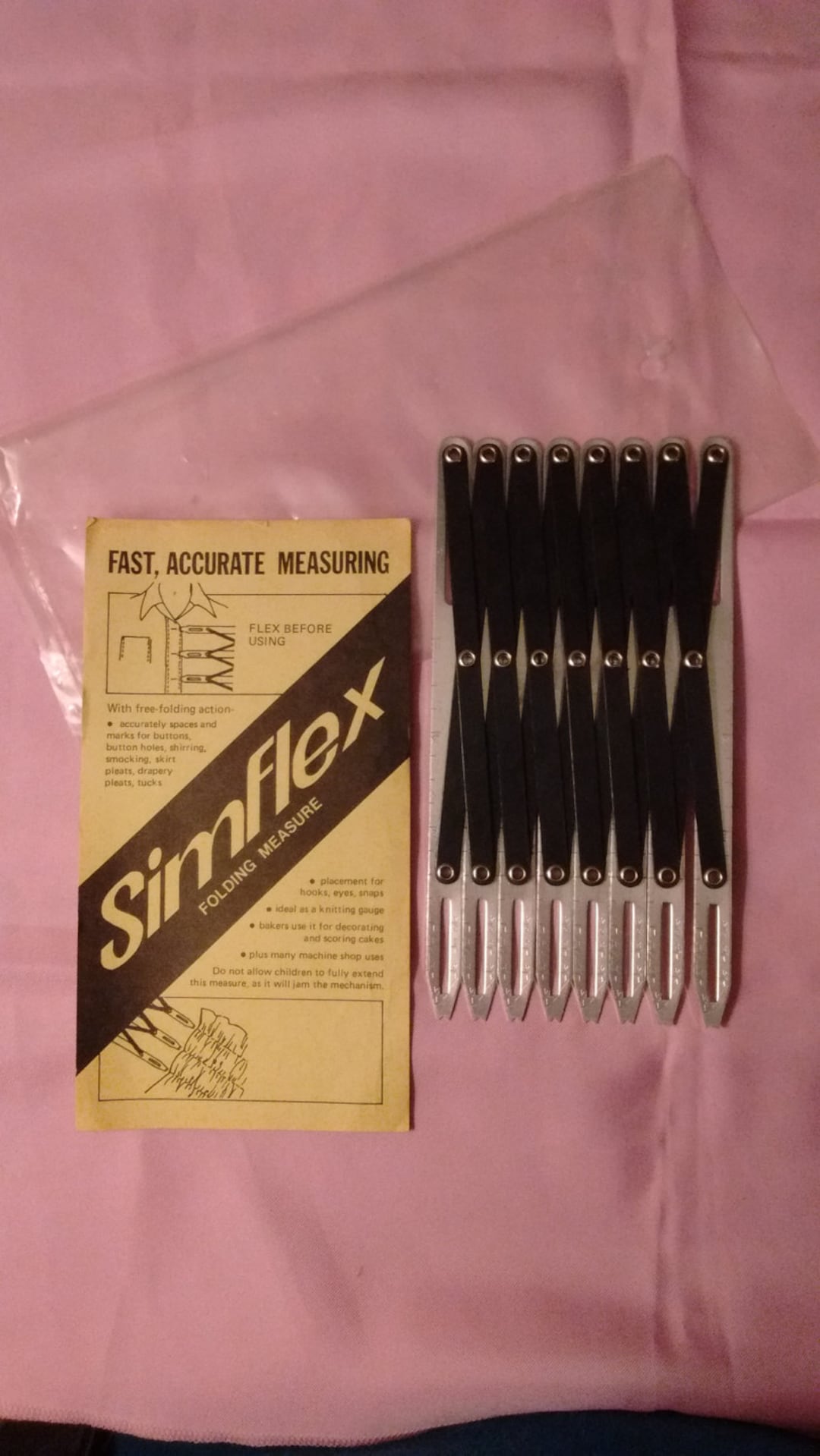 Simflex Folding Measuring Tool for Knitting Gauge Button Spacing Skirt ...