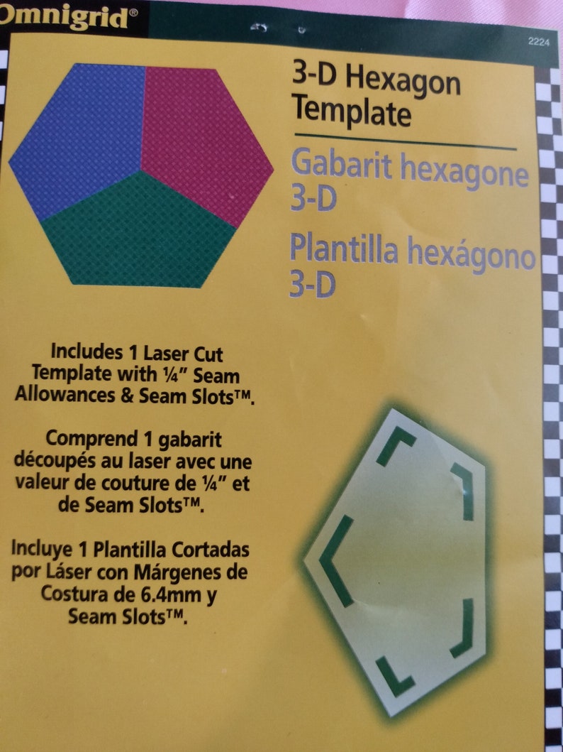 Omnigrid 3-D Hexagon Template. 1 Laser Cut Template With .25 Seam ...