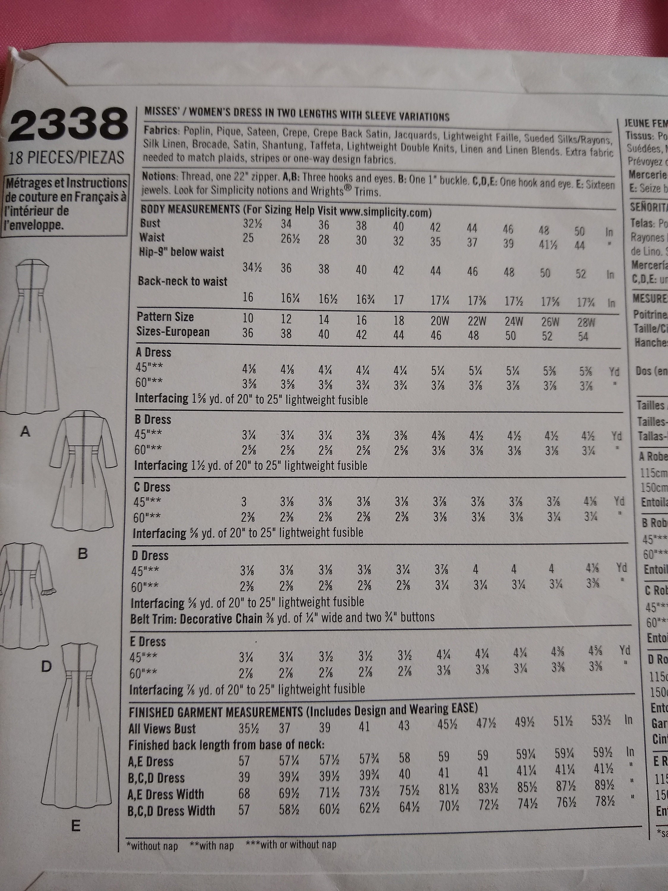 Plus Size Pattern. Simplicity 2338. Women's Evening or Day Dress With ...