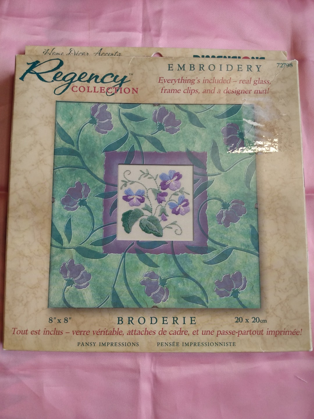 Pansy Impressions Embroidery Kit With Glass. Dimensions Regency Collection. - Etsy