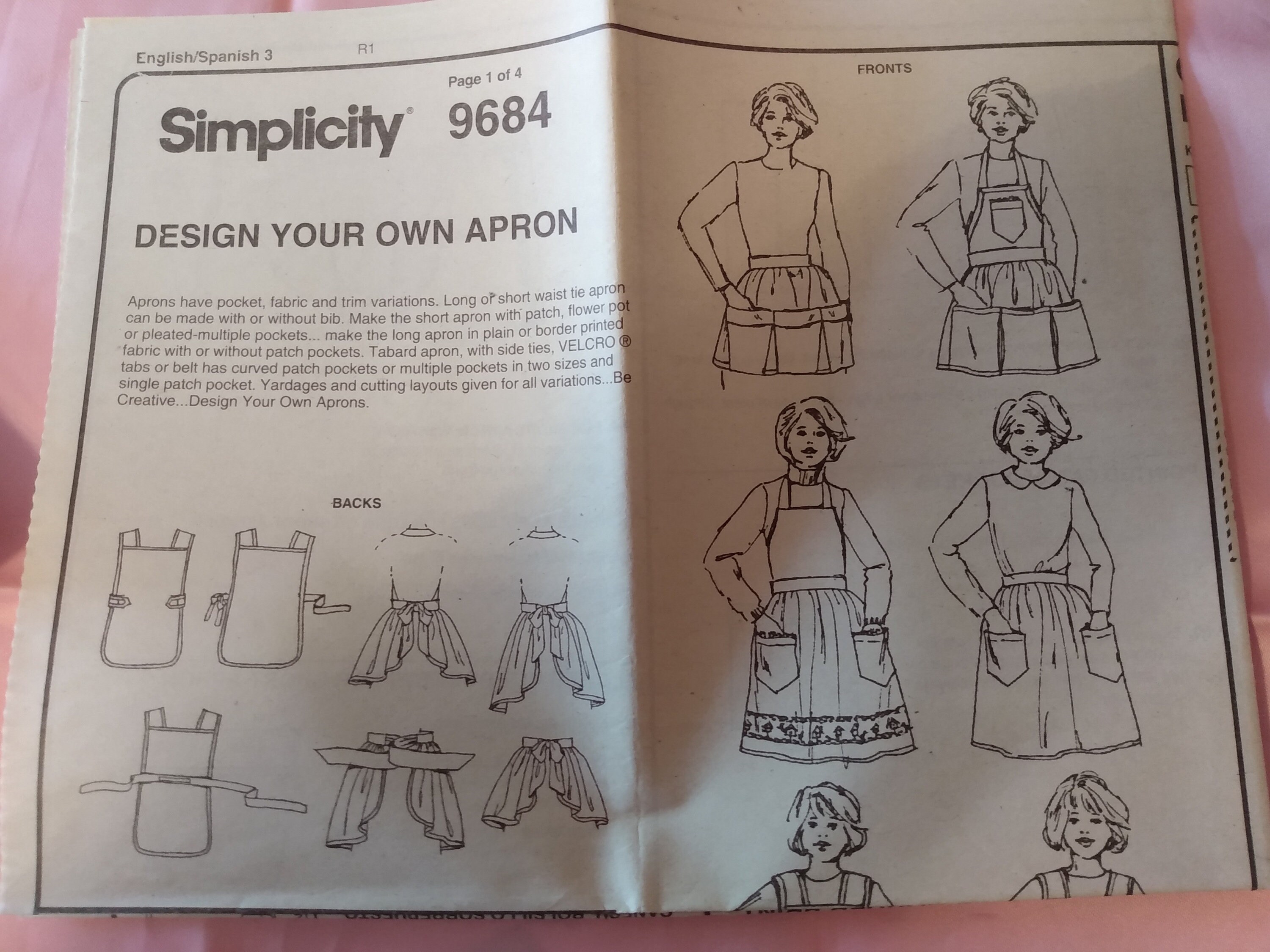 Design Your Own Aprons. Full or Half Apron Pattern. Simplicity 9684 ...