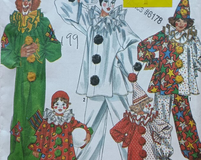 Clown Halloween Costume Pattern. Uncut Simplicity 8288. Size BB: 2-4, 6 ...