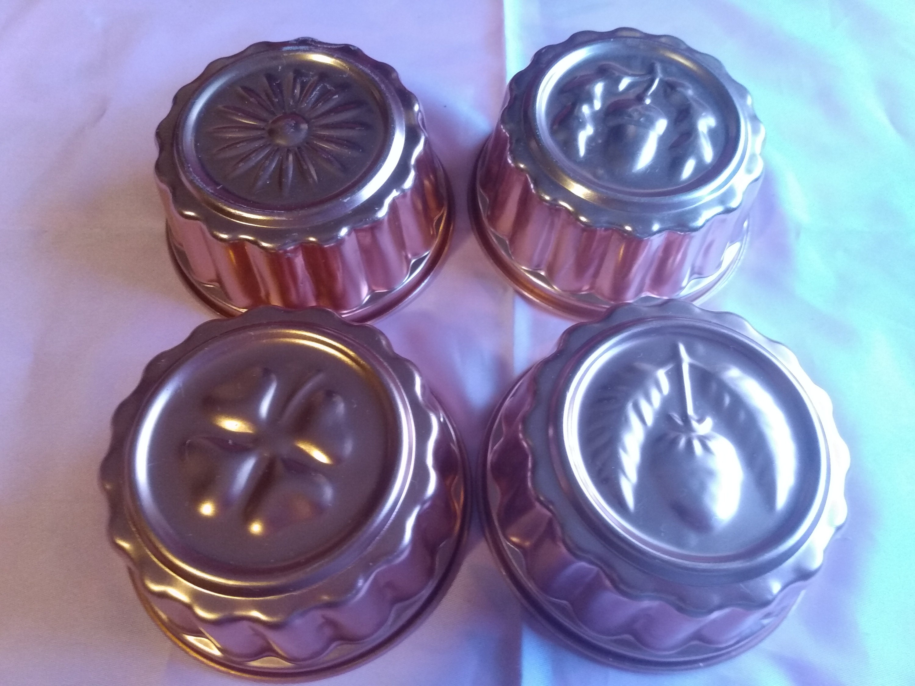 4 Small Jello Molds, Individual Cups, Copper Color. Tiny Cakes. Vintage ...