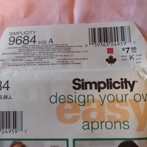 Design Your Own Aprons. Full or Half Apron Pattern. Simplicity 9684 ...