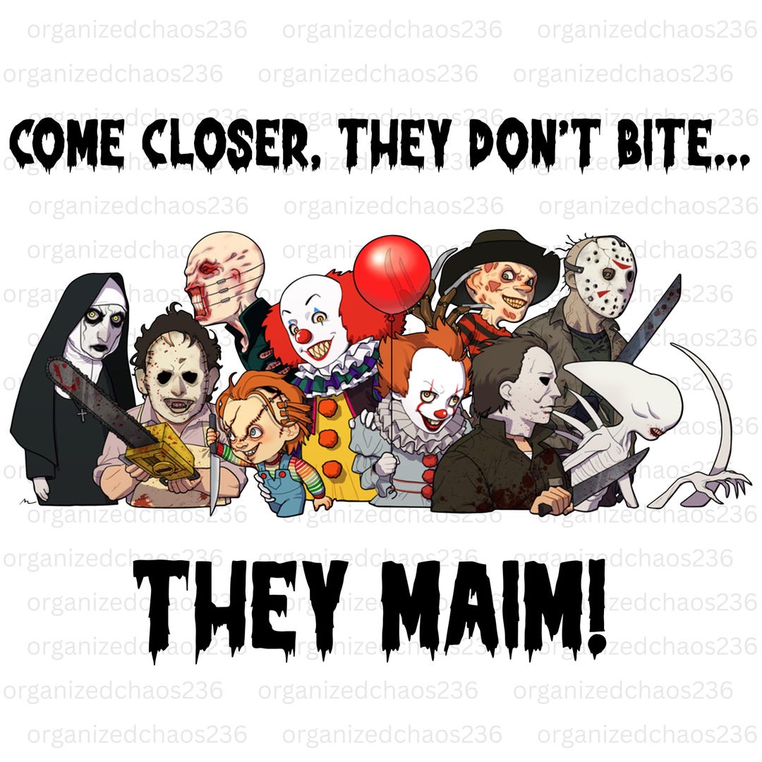 Cartoon Horror Villains Clipart PNG, Scary Movie Icons (digital ...
