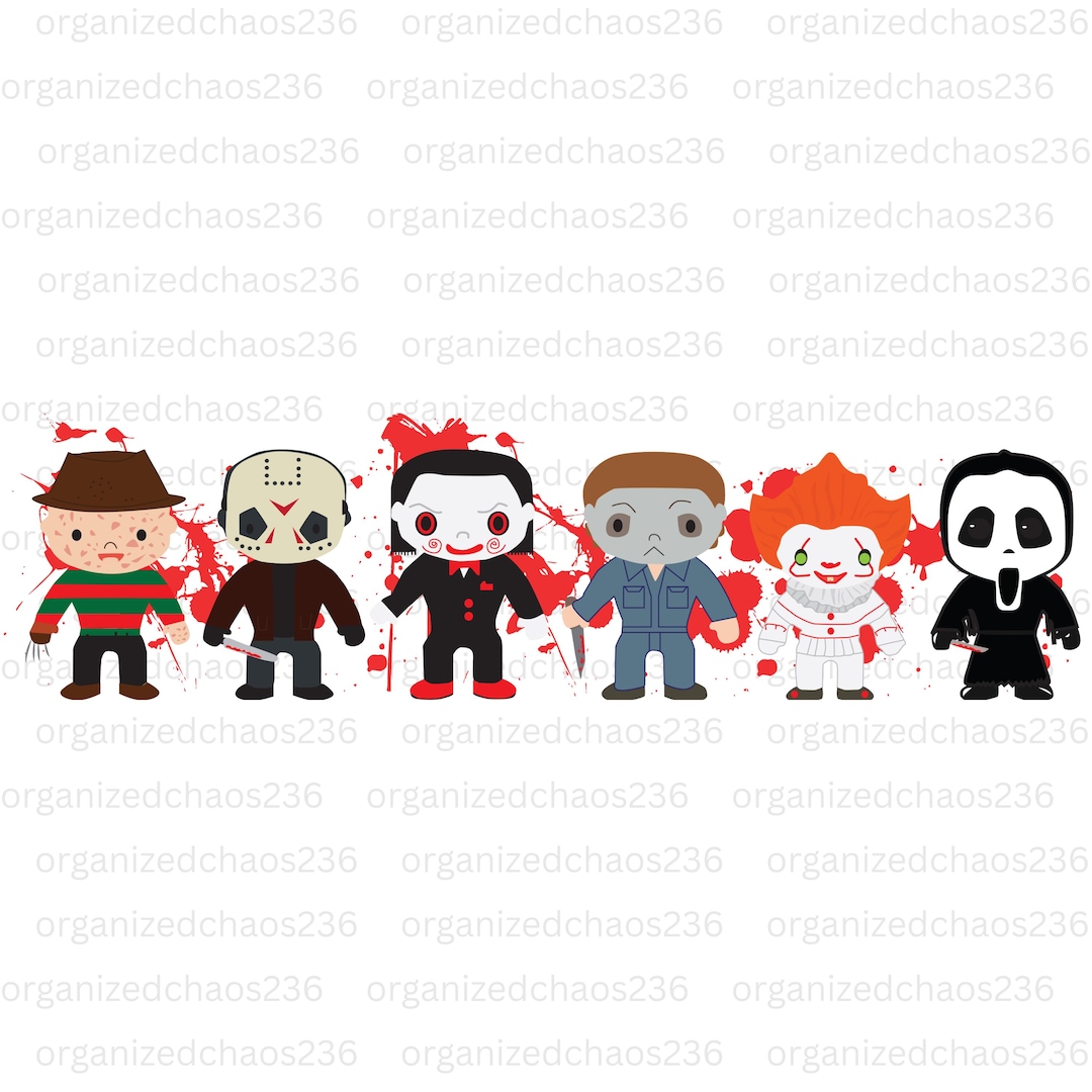 Chibi Horror Movie Villains PNG | Halloween Slasher Art (digital ...
