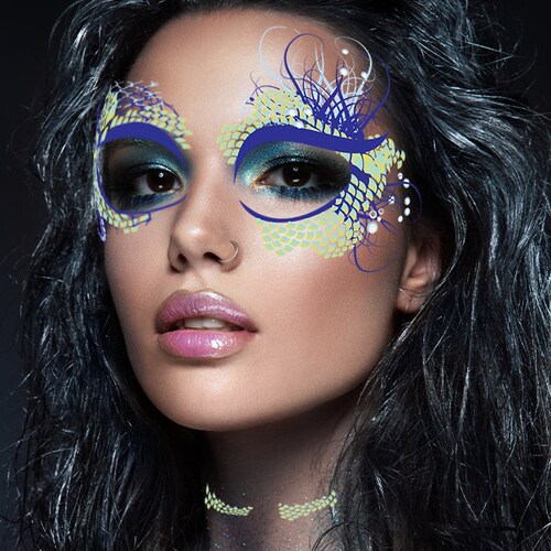 Silver Metallic Temporary Tattoo Face Mask - Etsy