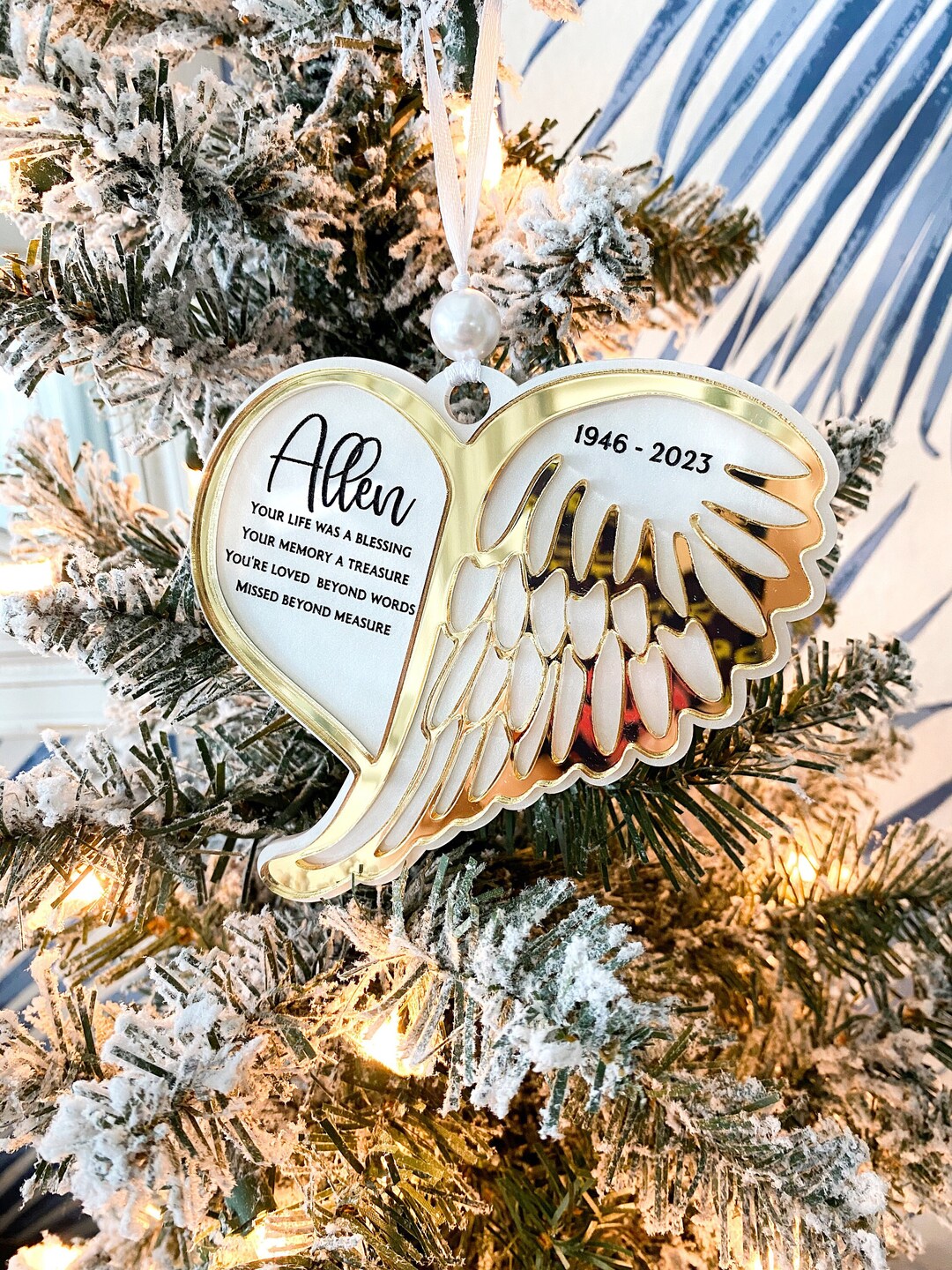 Memorial Ornament Angel Wings Memorial Ornament in Memory - Etsy