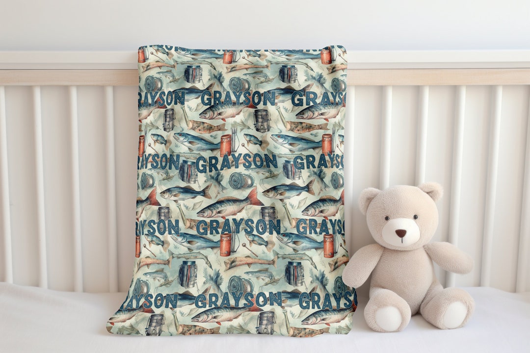Personalized Fishing Minky Blanket, Kids Blanket, Personalized Blanket ...