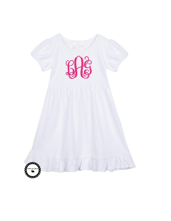 Items similar to Girl's Monogrammed Dress, White Dress for Girls ...