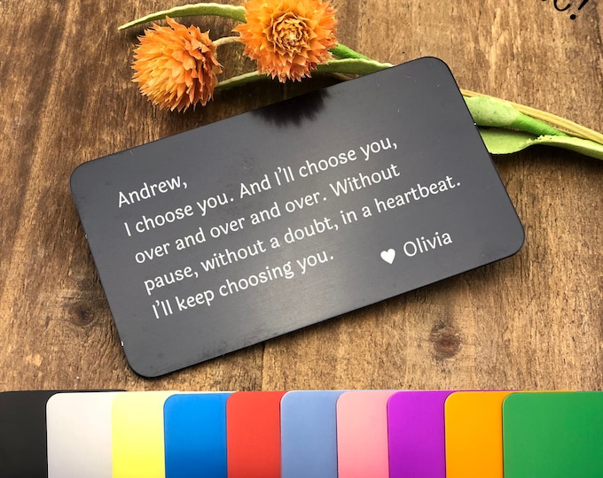 Personalized Metal Wallet Insert Card With Any Text/quote - Laser ...