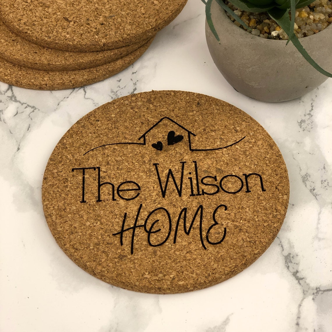 Personalized Cork Coasters Set of 4/6 Custom Coaster Set - Etsy