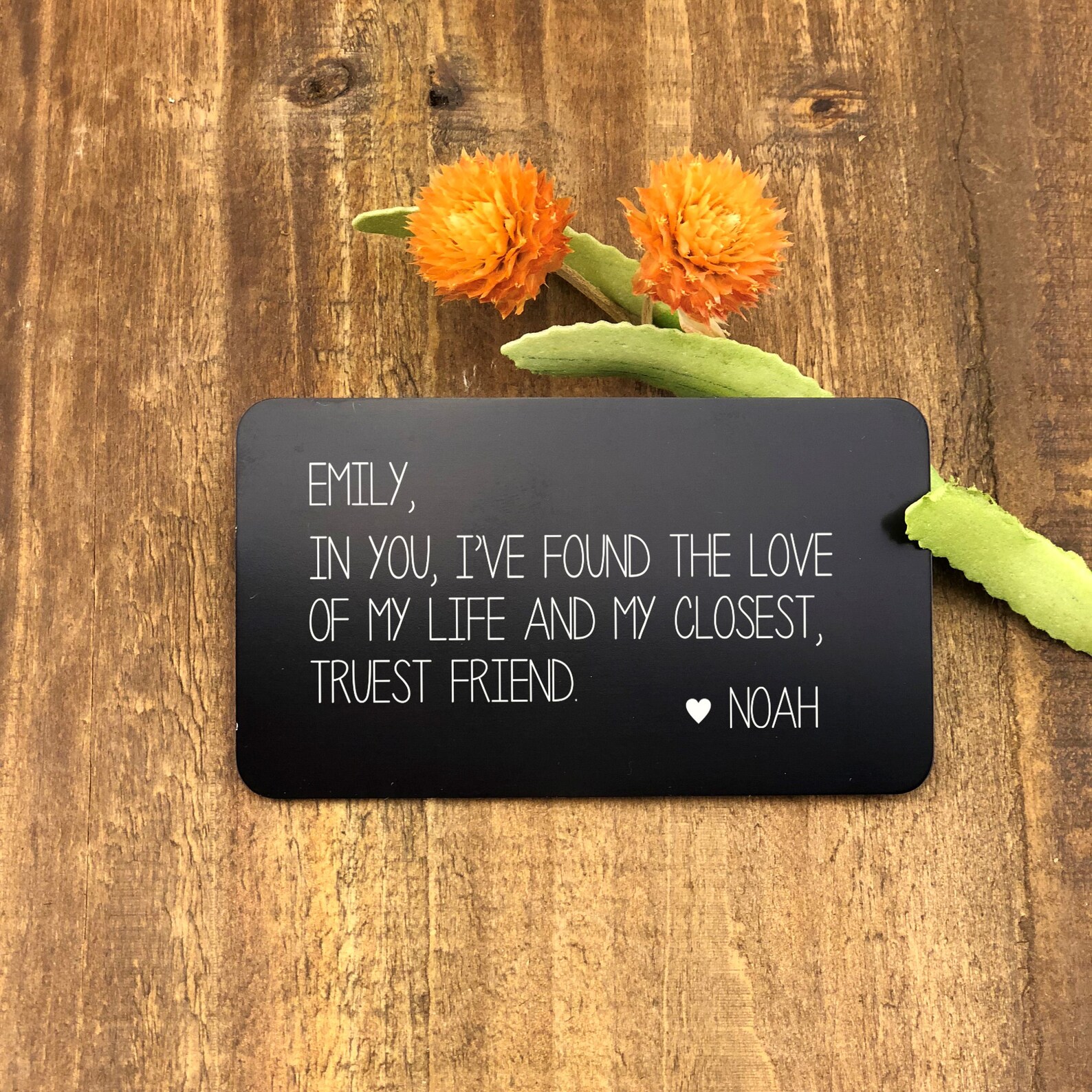 Personalized Metal Wallet Insert Card With Any Text/quote | Etsy