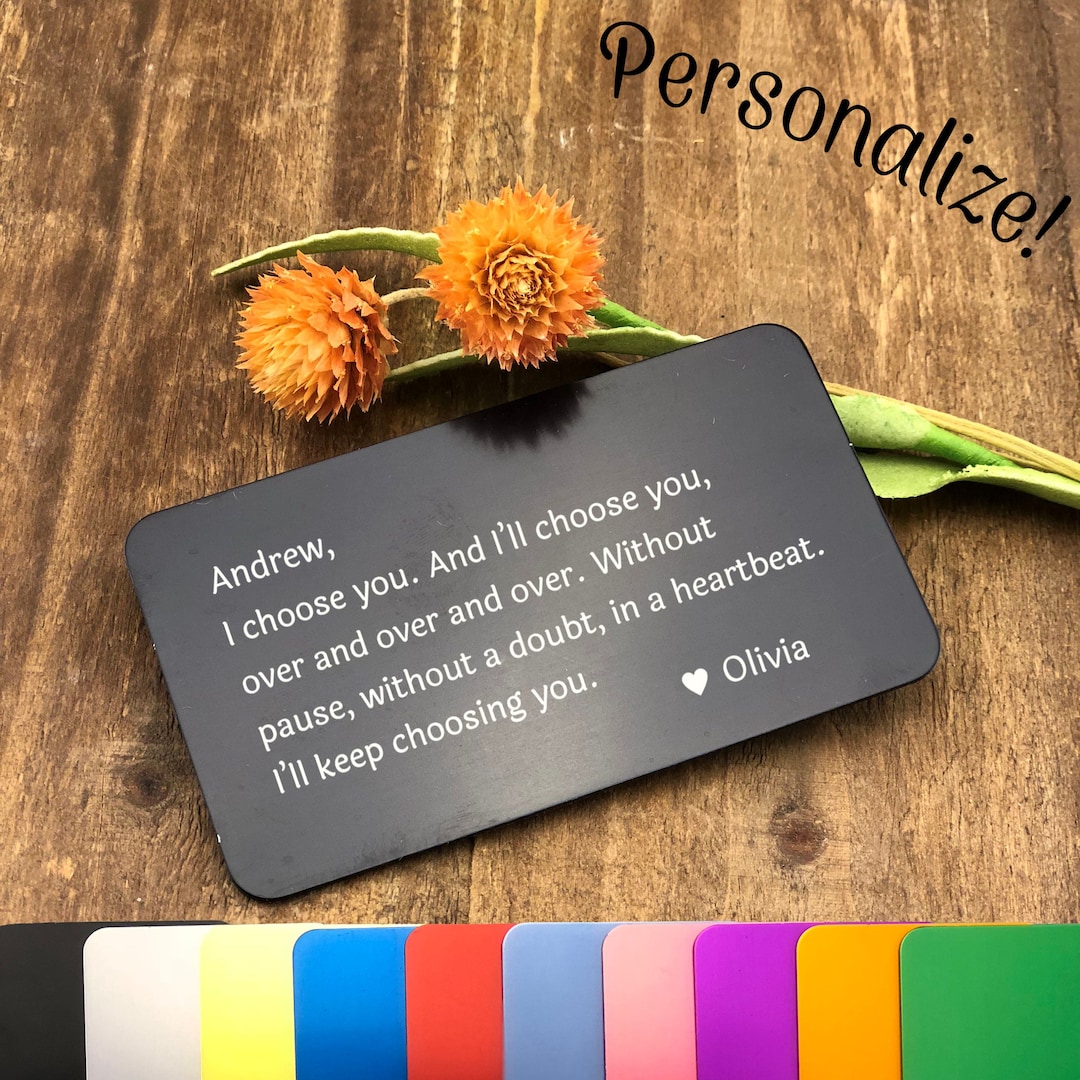 Personalized Metal Wallet Insert Card With Any Text/quote - Laser ...