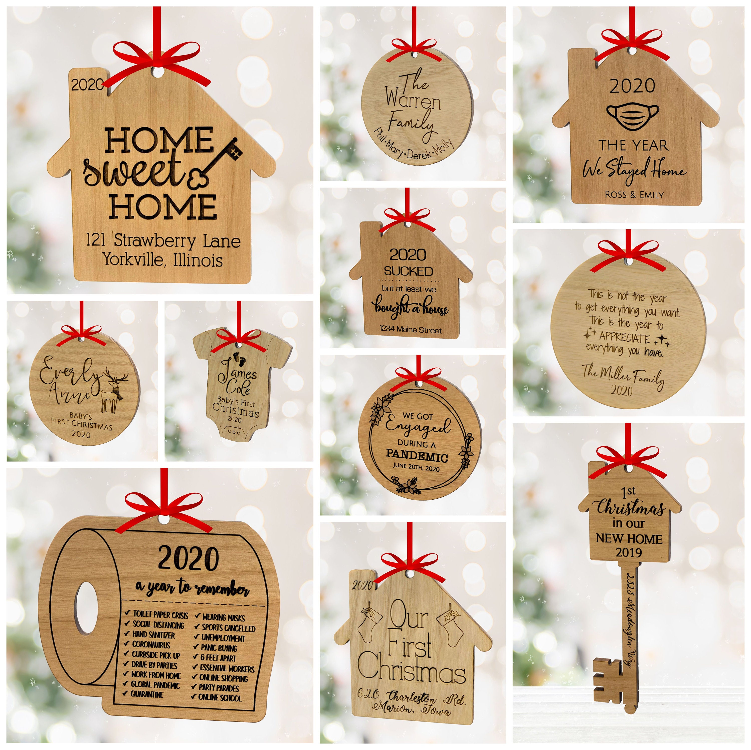 Christmas Stocking Name Tag Labels Personalized Wood Stocking Tag 