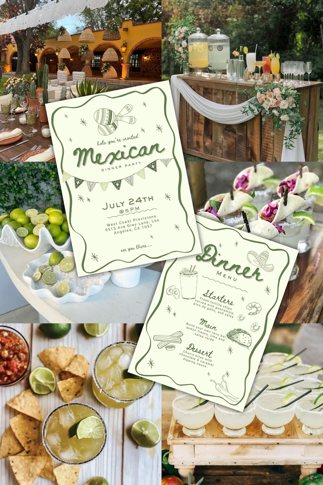 Mexican Fiesta Invitation & Taco Bar Menu: Editable Party Template ...
