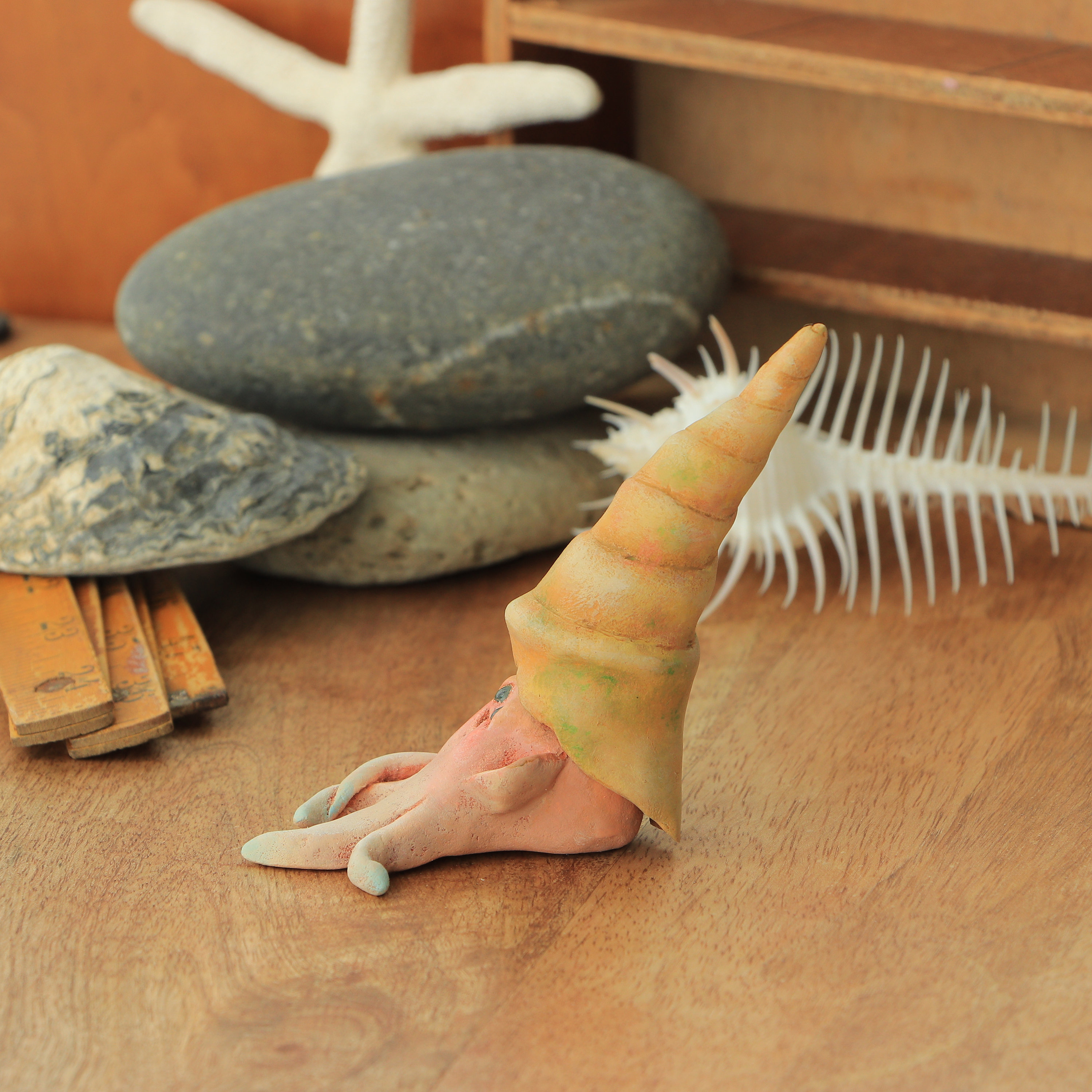 Shell Baby No1 Handmade Art Figurine Unique Paper Clay Figurine, One of ...