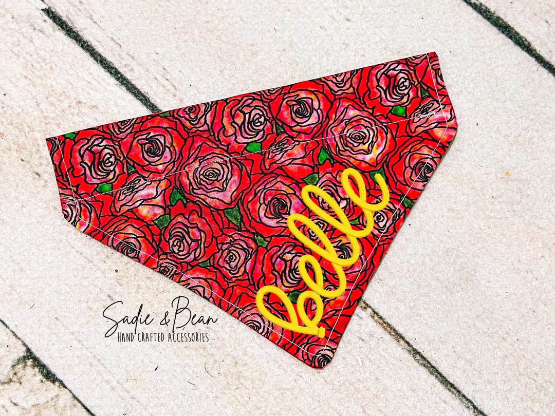 Roses Dog Bandana, Embroidered, Roses, Lilly, Floral, Monogram Bandana ...