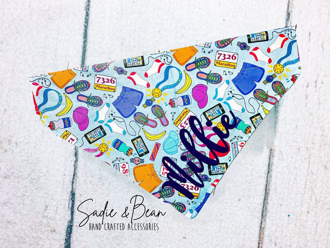 Marathon Dog Bandana, Embroidered, Runner, Running Buddy, Summer, Run ...