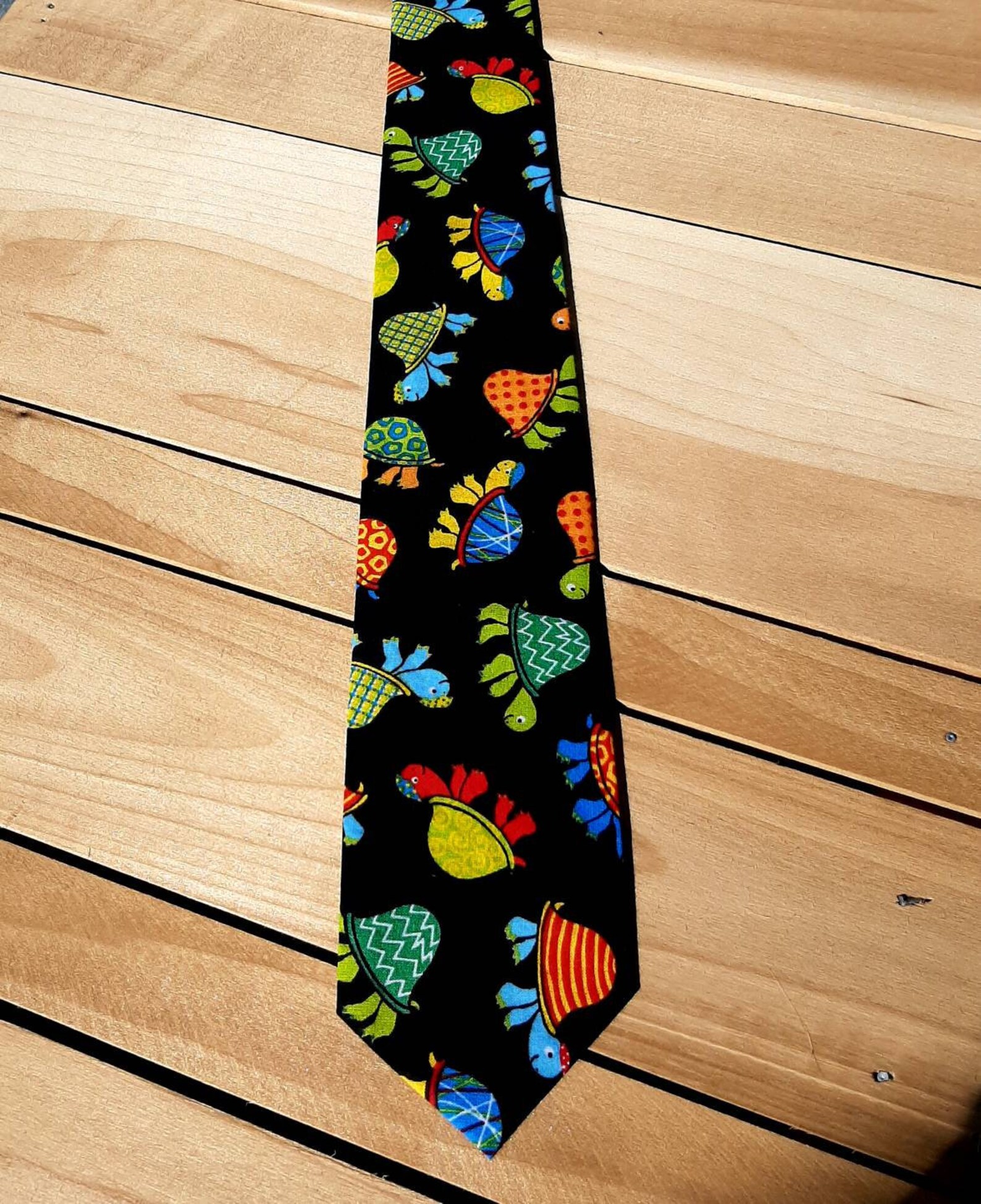 Rainbow Turtle Necktie, Tortoise Tie, Slow Tie, Black Tie, Fun Necktie ...