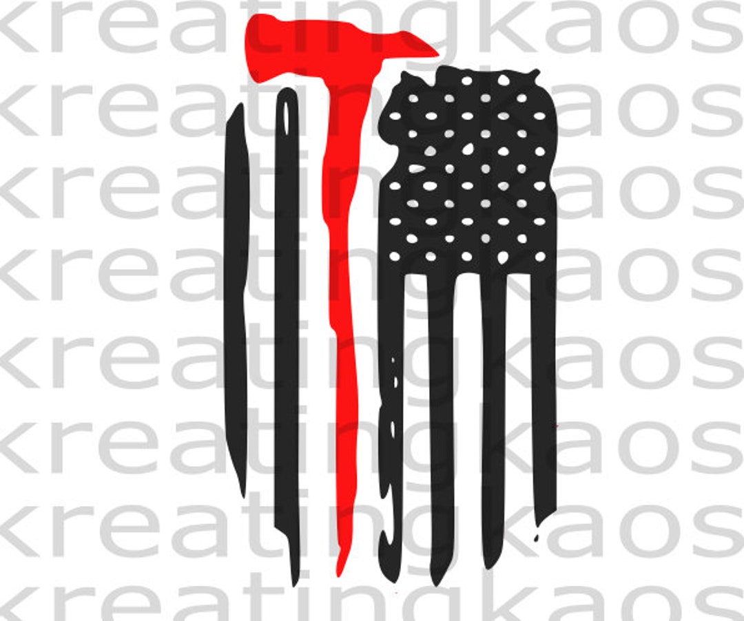 SVG Red Line Destressed Flag - Etsy