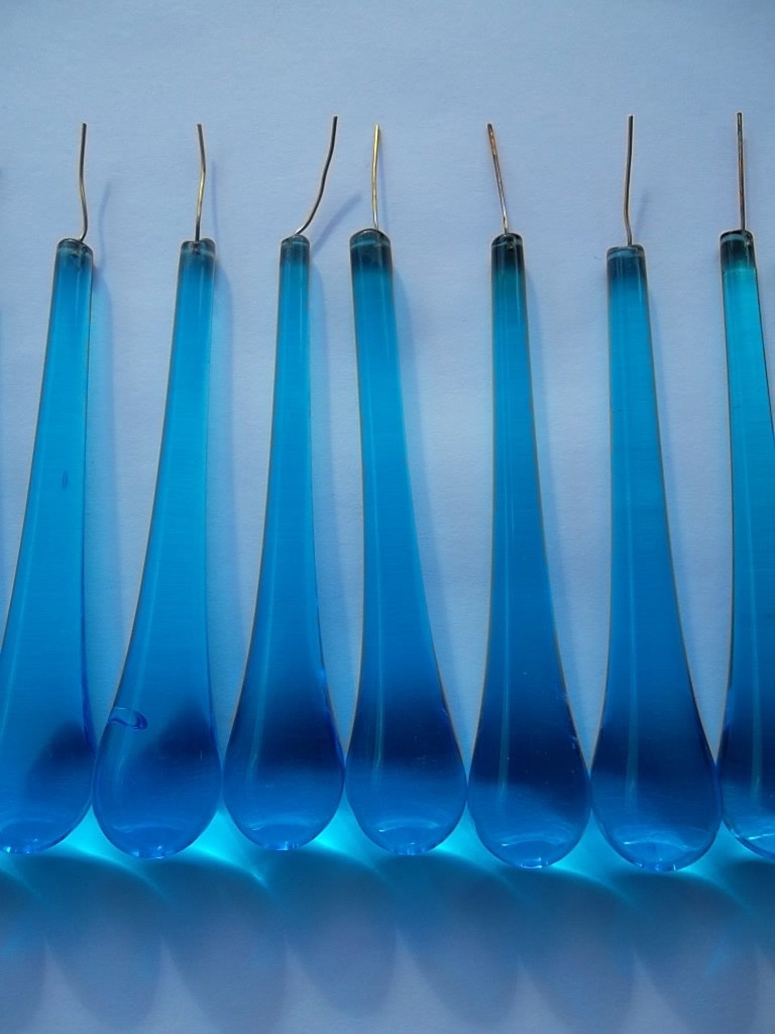 10 Handmade Aqua Glass Tear Drop Chandelier Drop/christmas - Etsy