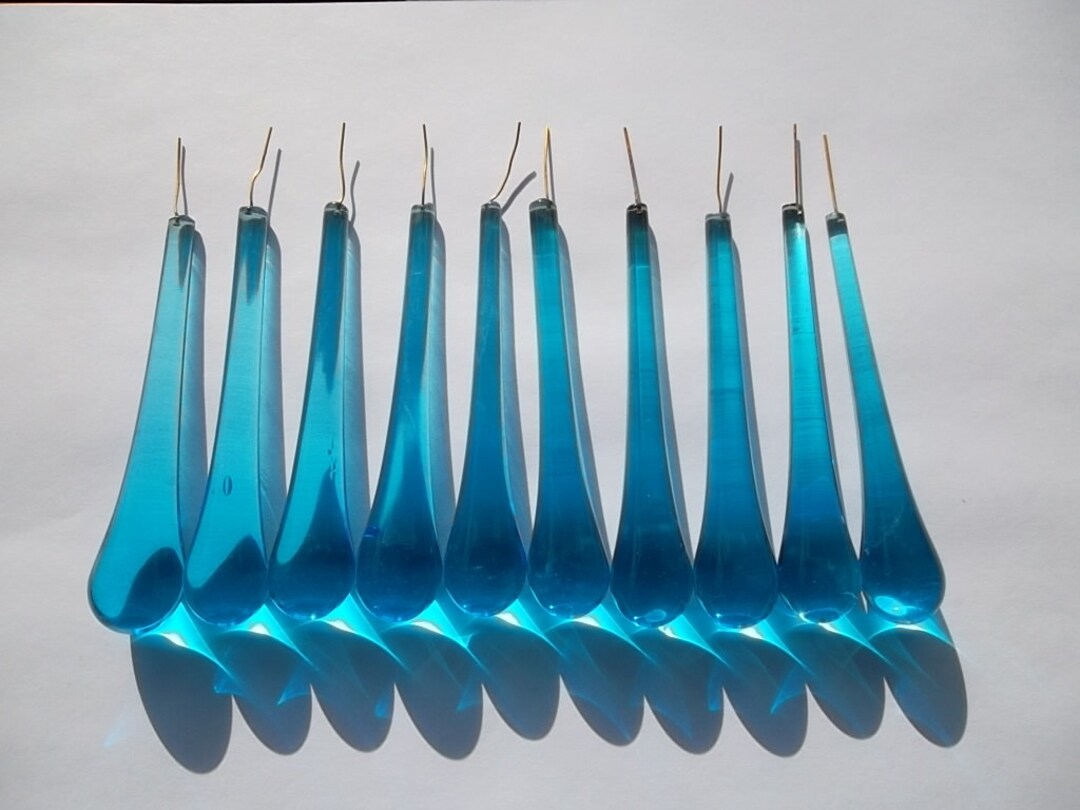 10 Handmade Aqua Glass Tear Drop Chandelier Drop/christmas - Etsy