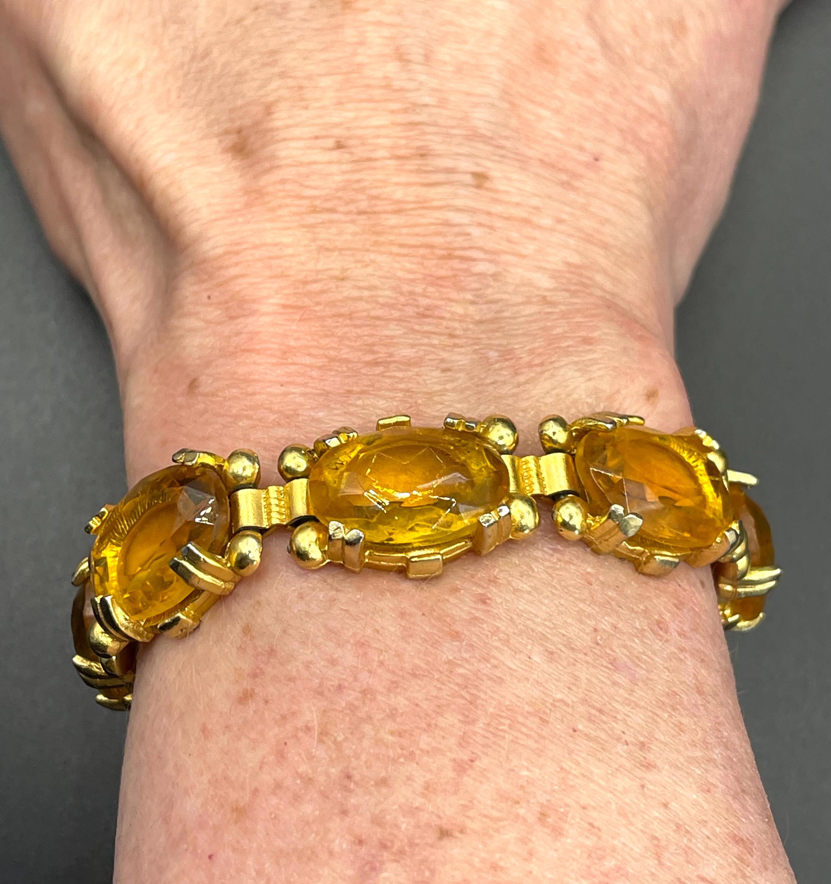Vintage Sphinx Orange Citrine / Topaz Glass Riviere Necklace and ...