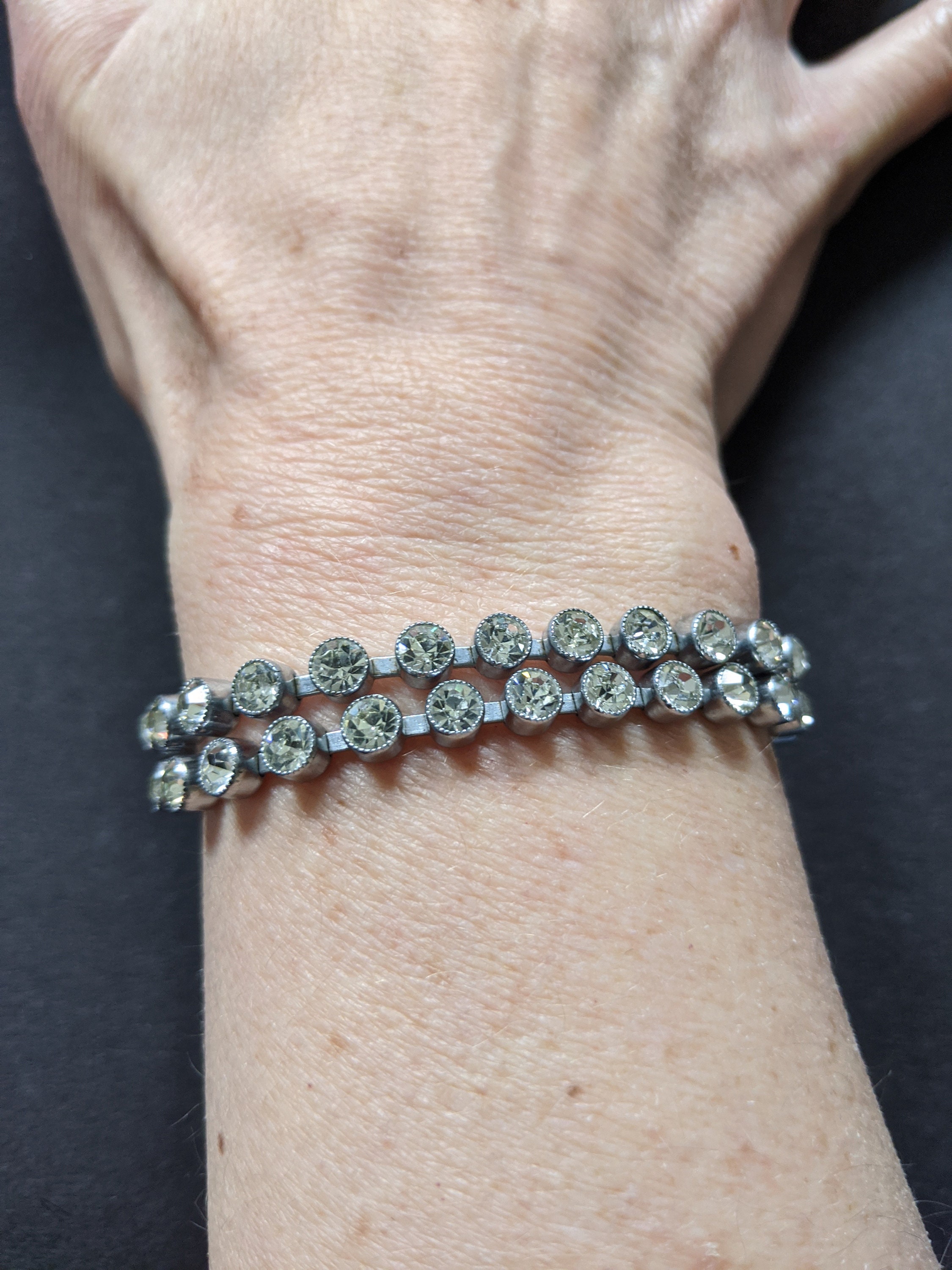 Vintage Art Deco Paste and Silver Tone Beautiful Necklace and - Etsy